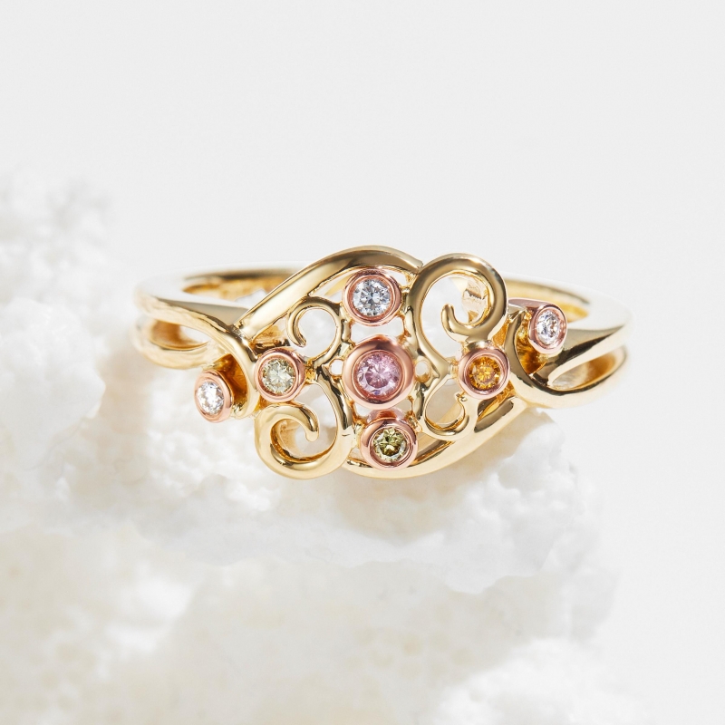 Rainbow Glitter rainbow diamond ring